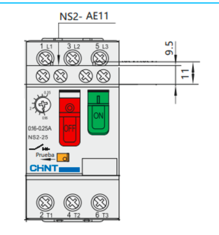 Contacto Auxiliar Frontal CHINT NS2-AE20 2NA para Guardamotor Serie NS ...