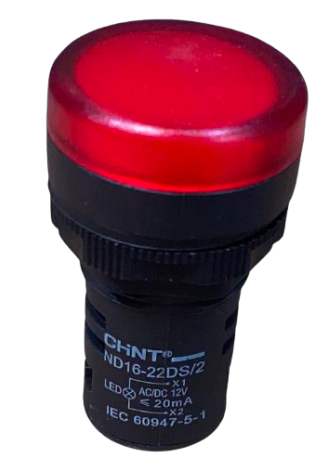 Piloto LED Compacto CHINT ND16-22DS/2 Rojo 12V AC/DC Ø22mm IP65 – Códi ...