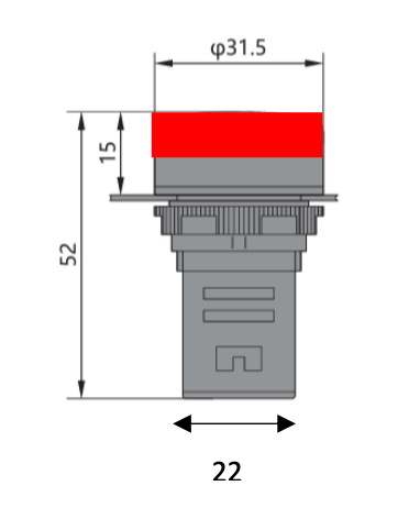 Piloto LED Compacto CHINT ND16-22DS/2 Rojo 12V AC/DC Ø22mm IP65 – Códi ...